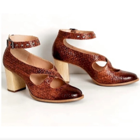 Anthropologie | Shoes | Schuler Sons Anthro Leather Wooden Heel Shoes ...